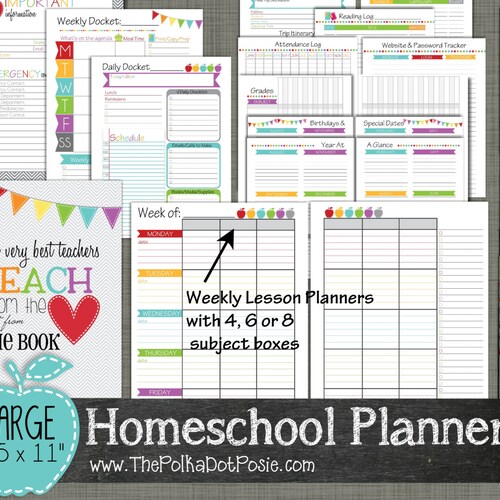 Homeschool Planner printable Set Sized Large 8.5 X - Etsy