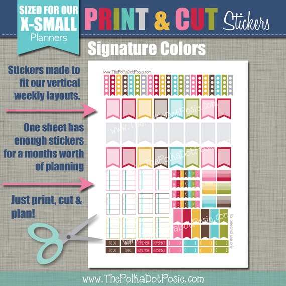 Print & Cut Stickers Size for Our X-small Planners | Etsy