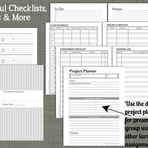 Student Planner {printable} Set - Sized Large 8.5" X 11" PDF ...
