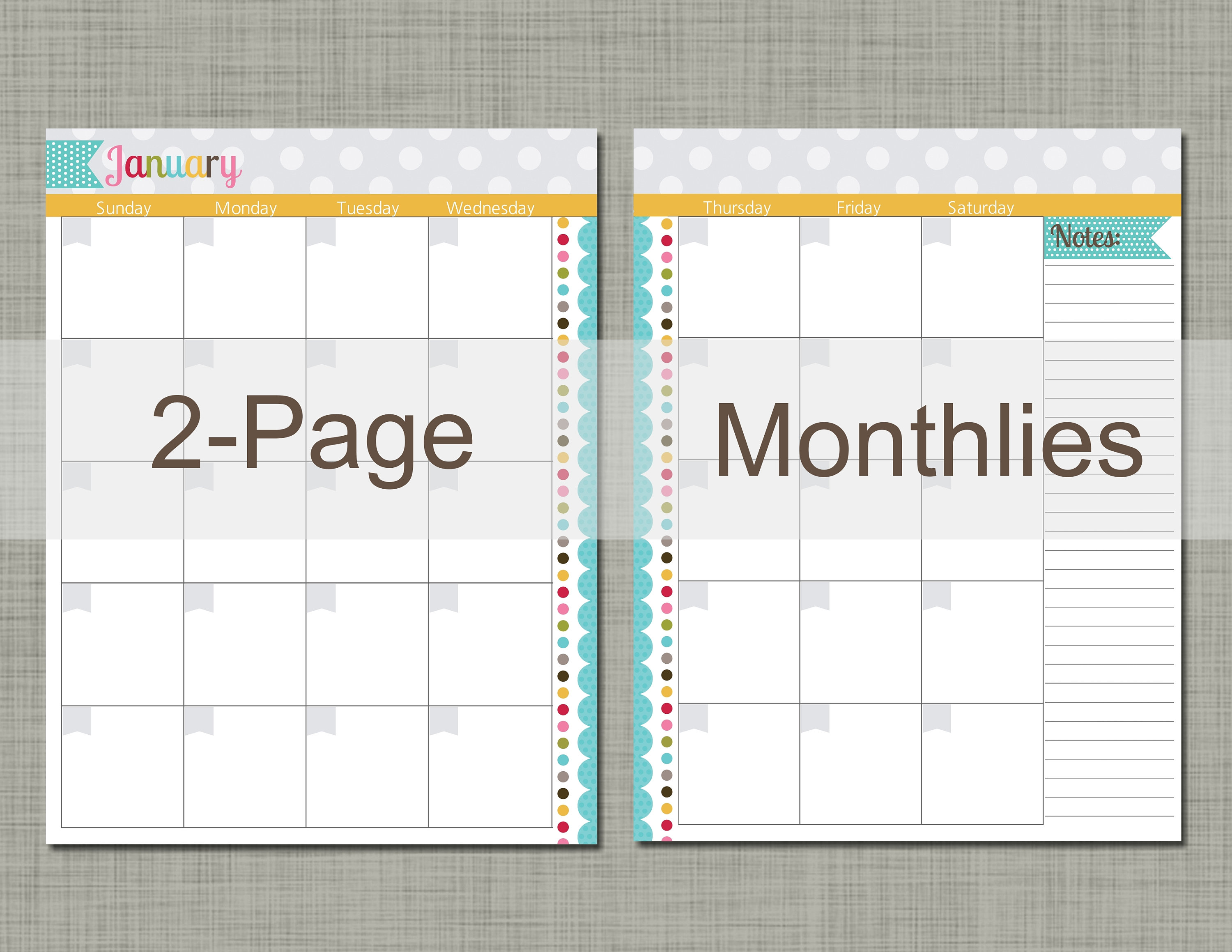 UNDATED Printable Monthly Planner Signature Design Sized | Etsy