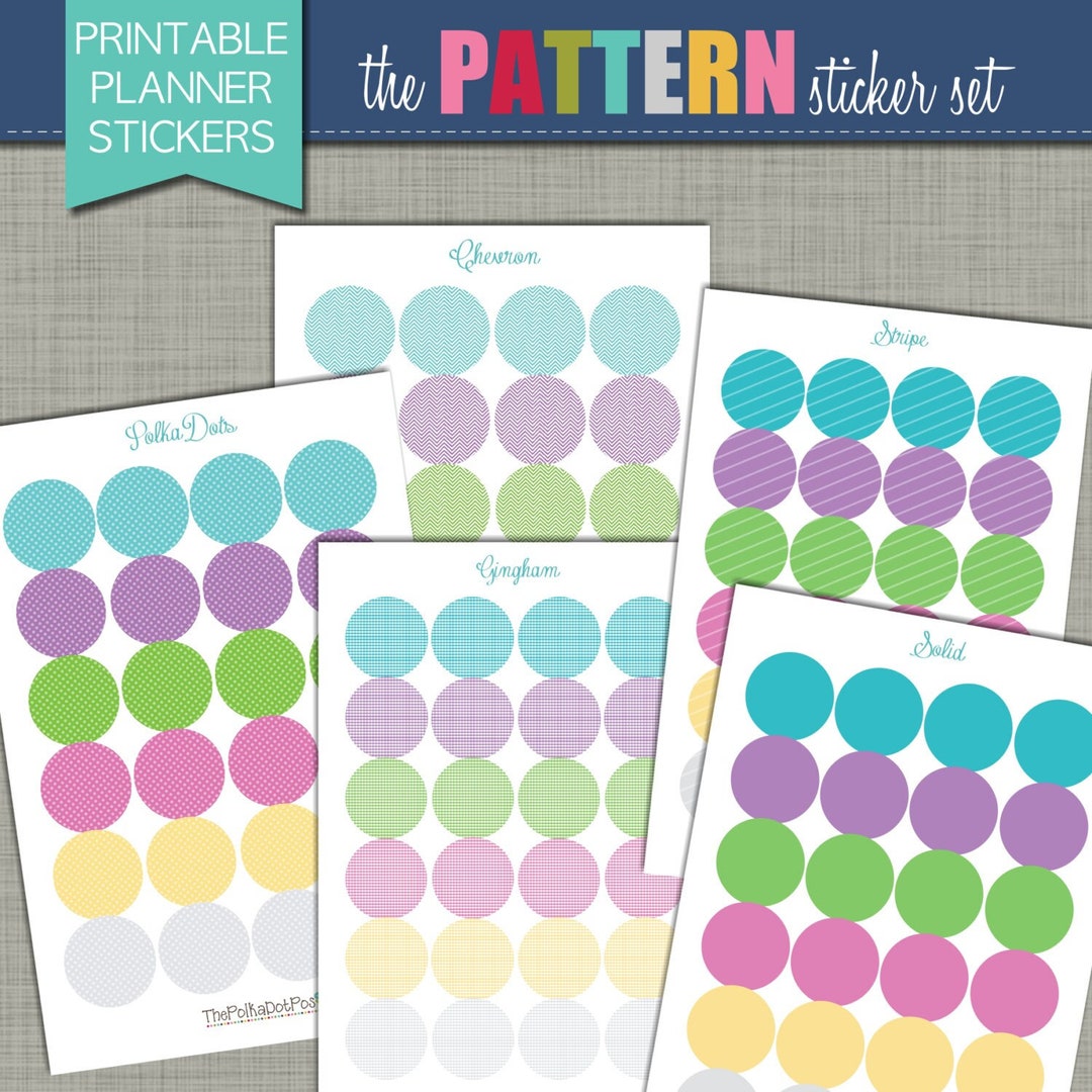 NEW {printable} Planner Stickers - Pattern Set - 3/4" Circle - INSTANT ...