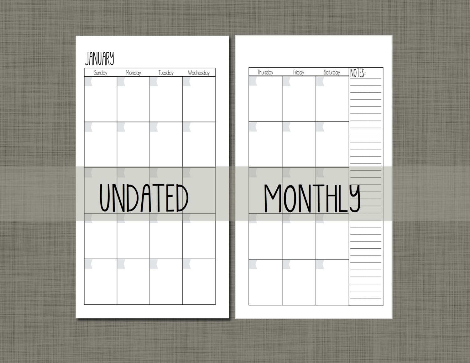 UNDATED Printable Planner - Simplistic Design - Sized X-small (personal ...