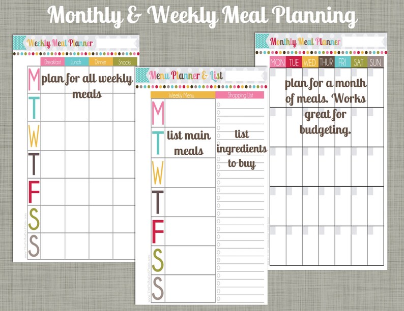 Meal & Recipe Planner printable Set Sized X-small/personal - Etsy