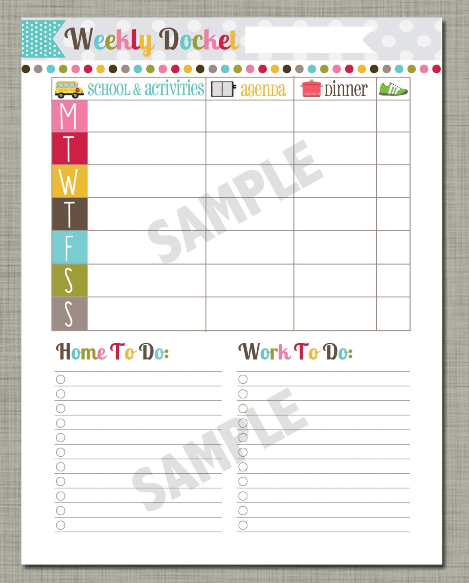 The Workin' Mom Weekly Docket printable Sized Large - Etsy