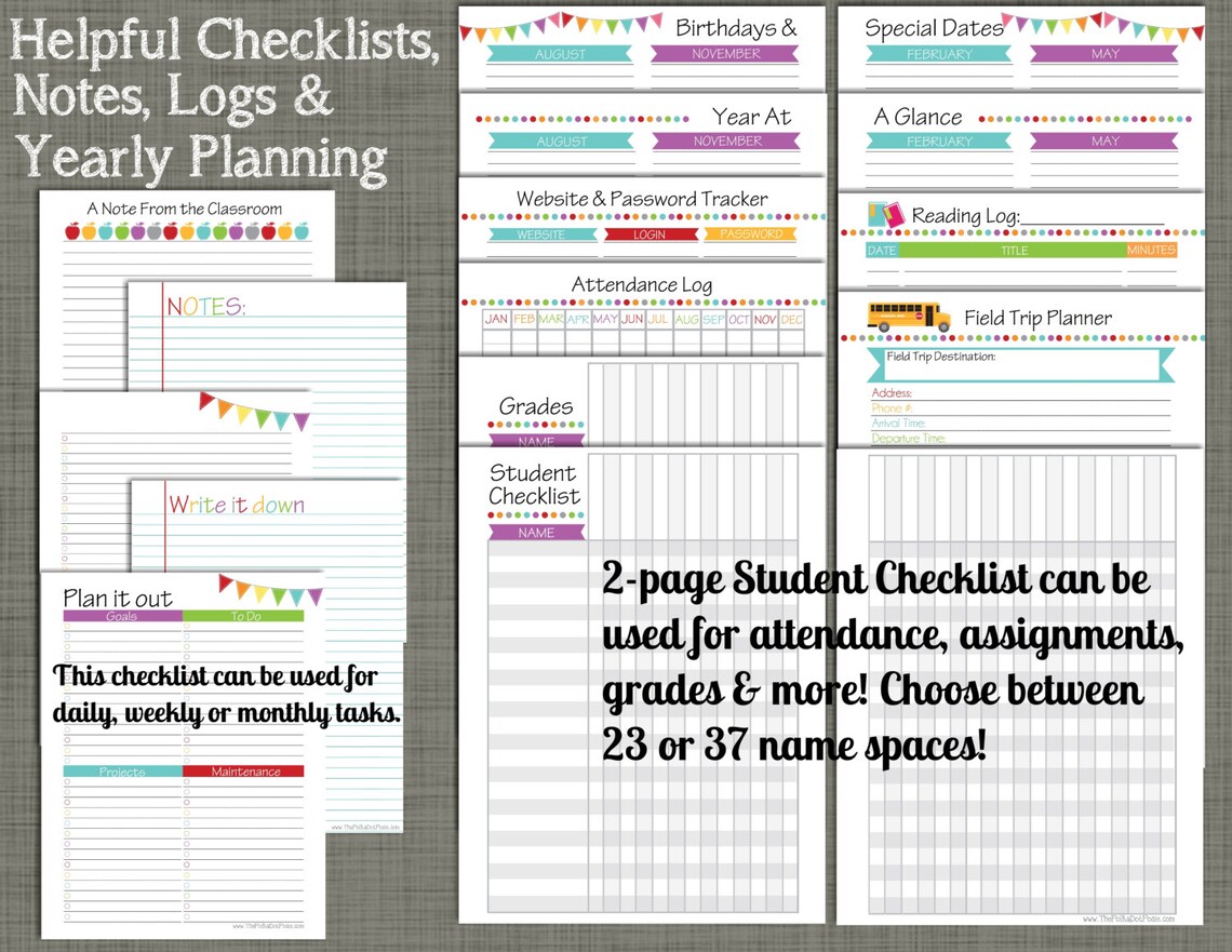 Teacher Planner printable Set Sized Large 8.5 X - Etsy