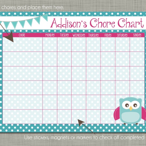 Printable Chore Chart for Kids - Etsy