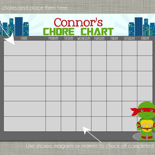 Ninja Turtle Sticker Chart - Etsy