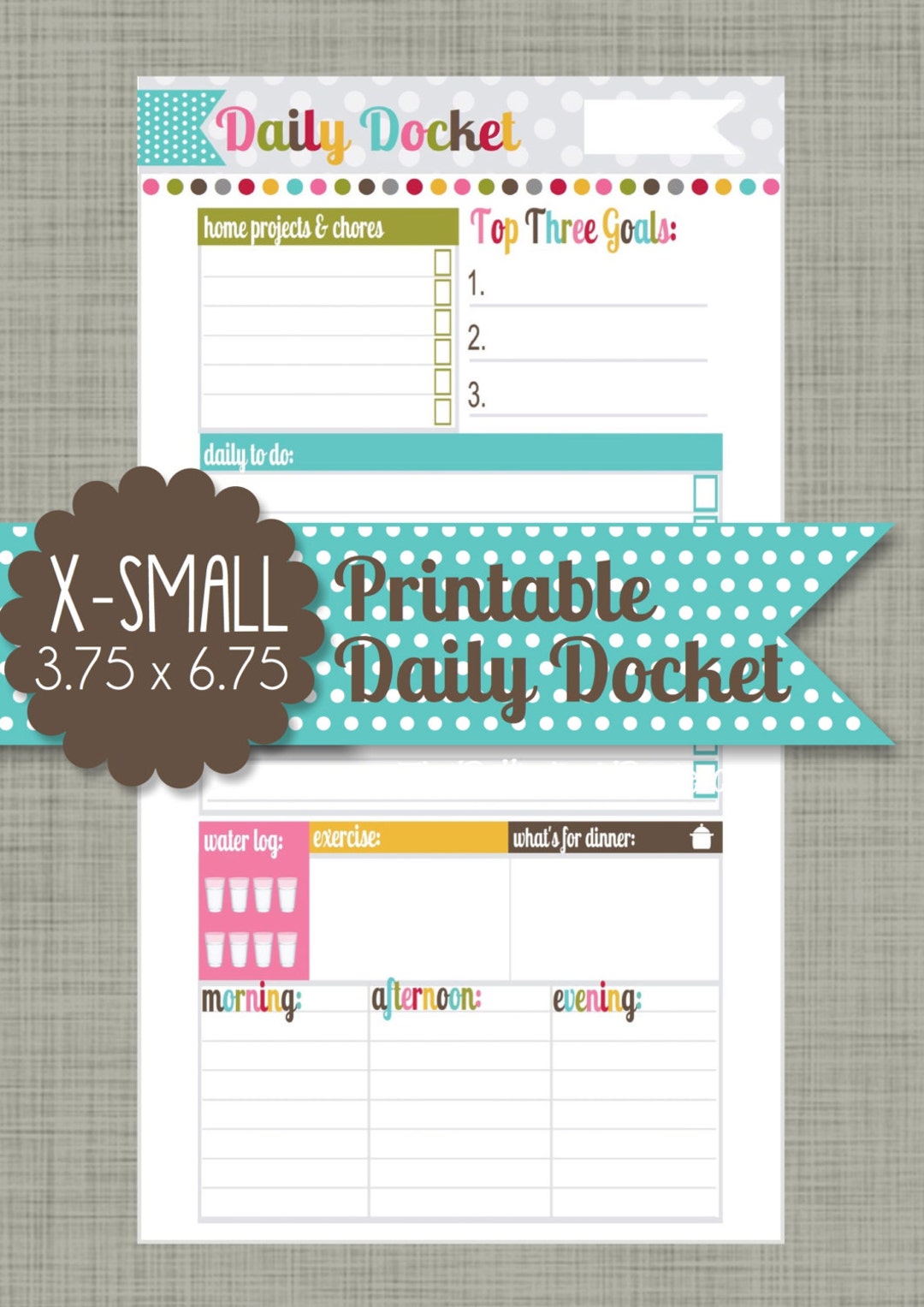 X-small {printable} Daily Docket - Personal Sized 3.75 X 6.75" PDF - Etsy