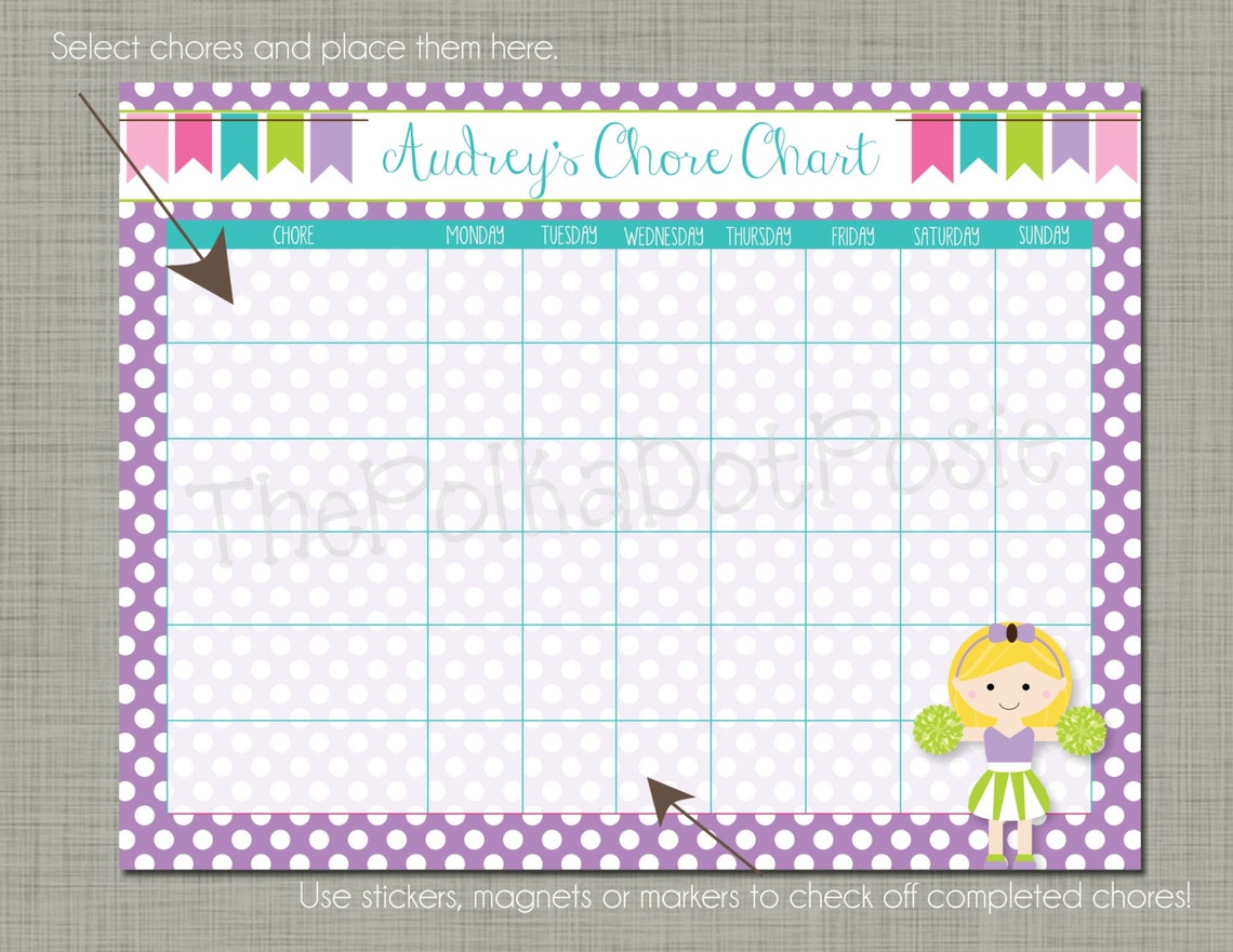 Personalized Kids Chore Reward Chart printable Sized 8.5 X - Etsy