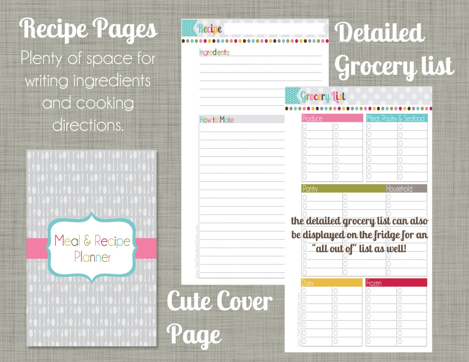 Meal & Recipe Planner printable Set Sized X-small/personal - Etsy