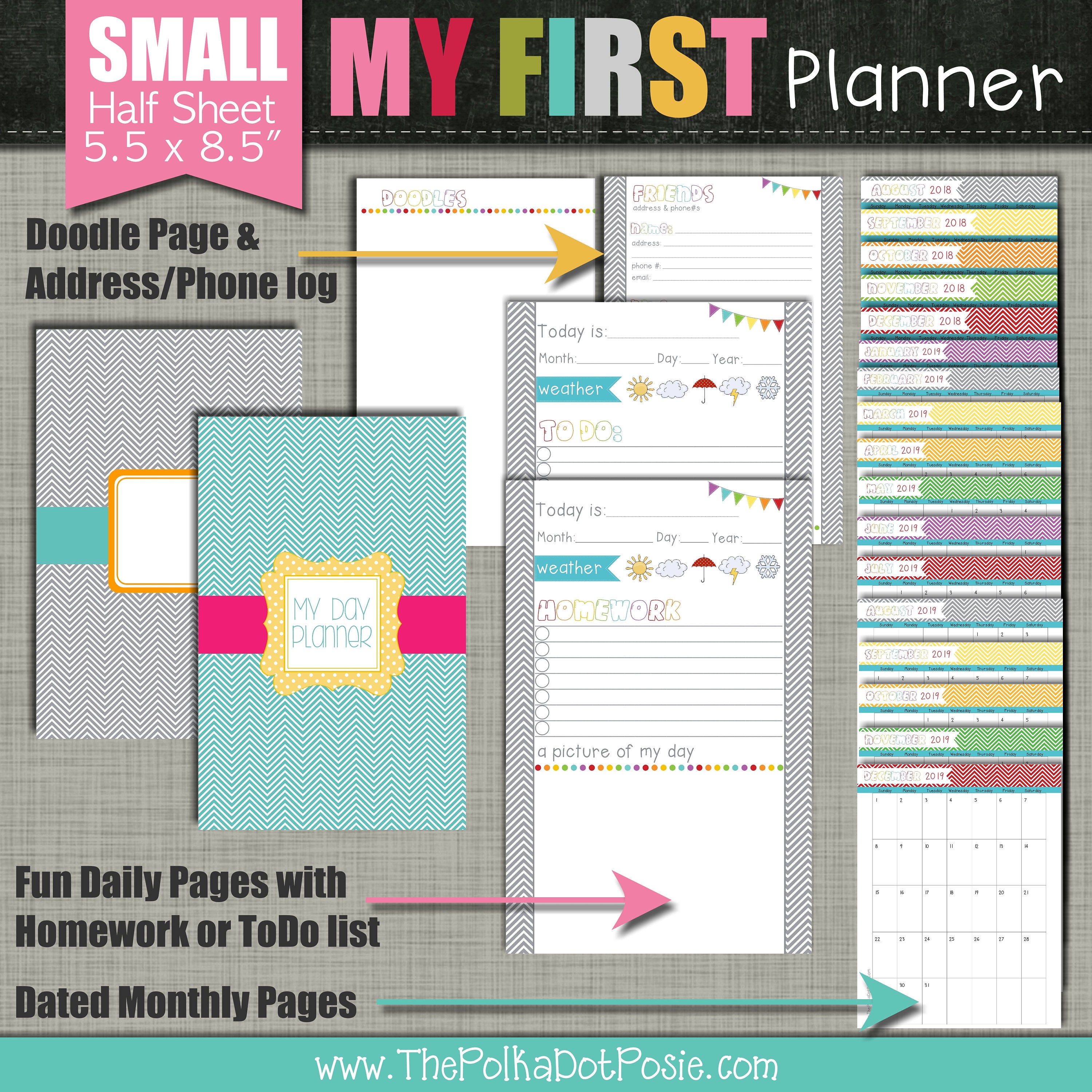 My First Planner Printable Set Sized Small 5.5 x | Etsy