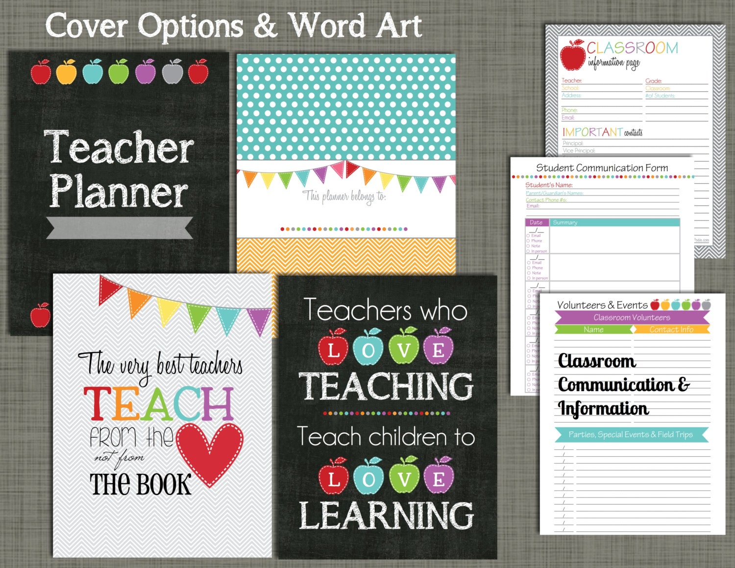Teacher Planner {printable} Set - Sized Small 5.5" X 8.5" PDF - Etsy