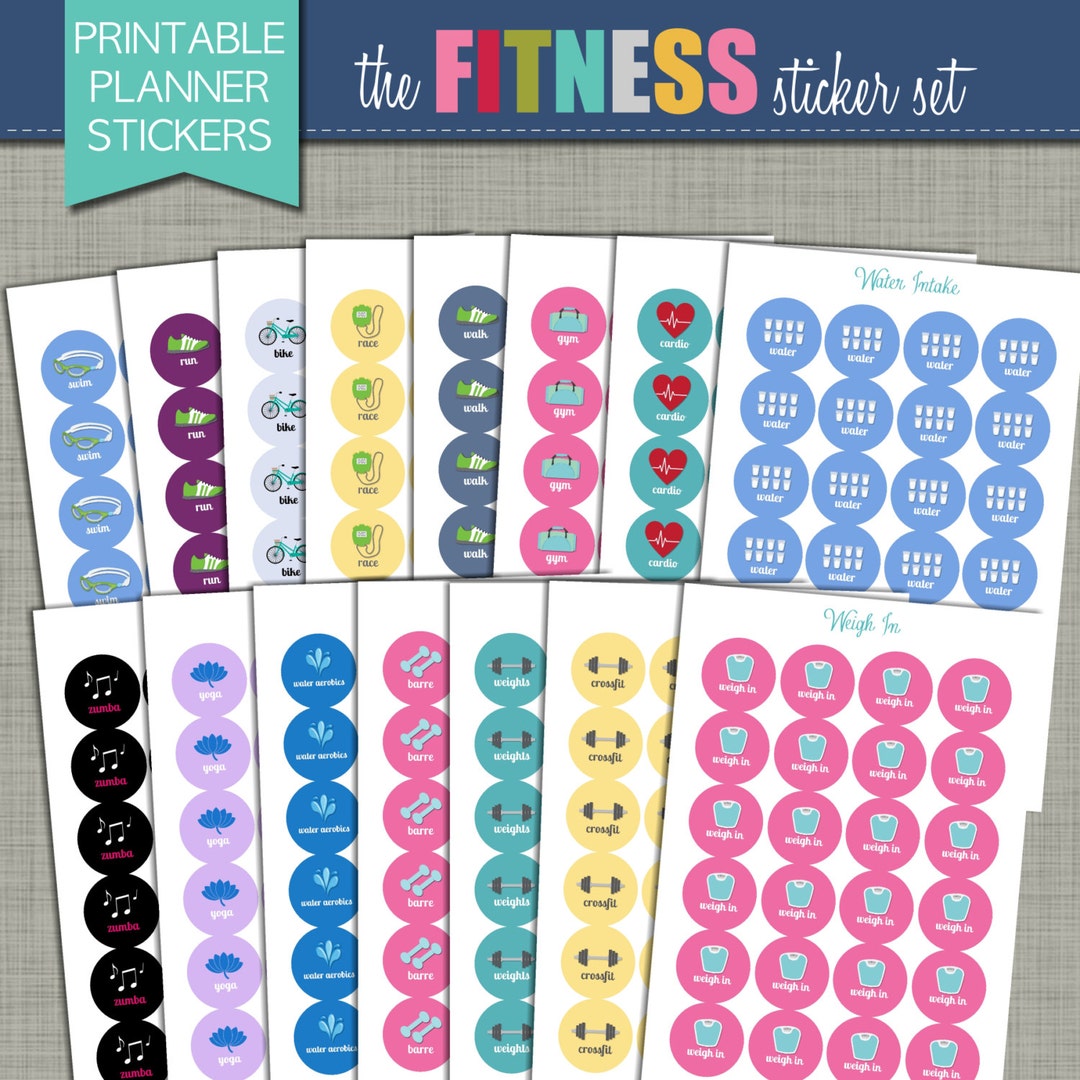 NEW printable Planner Stickers Fitness Set 3/4 Circle INSTANT DOWNLOAD ...