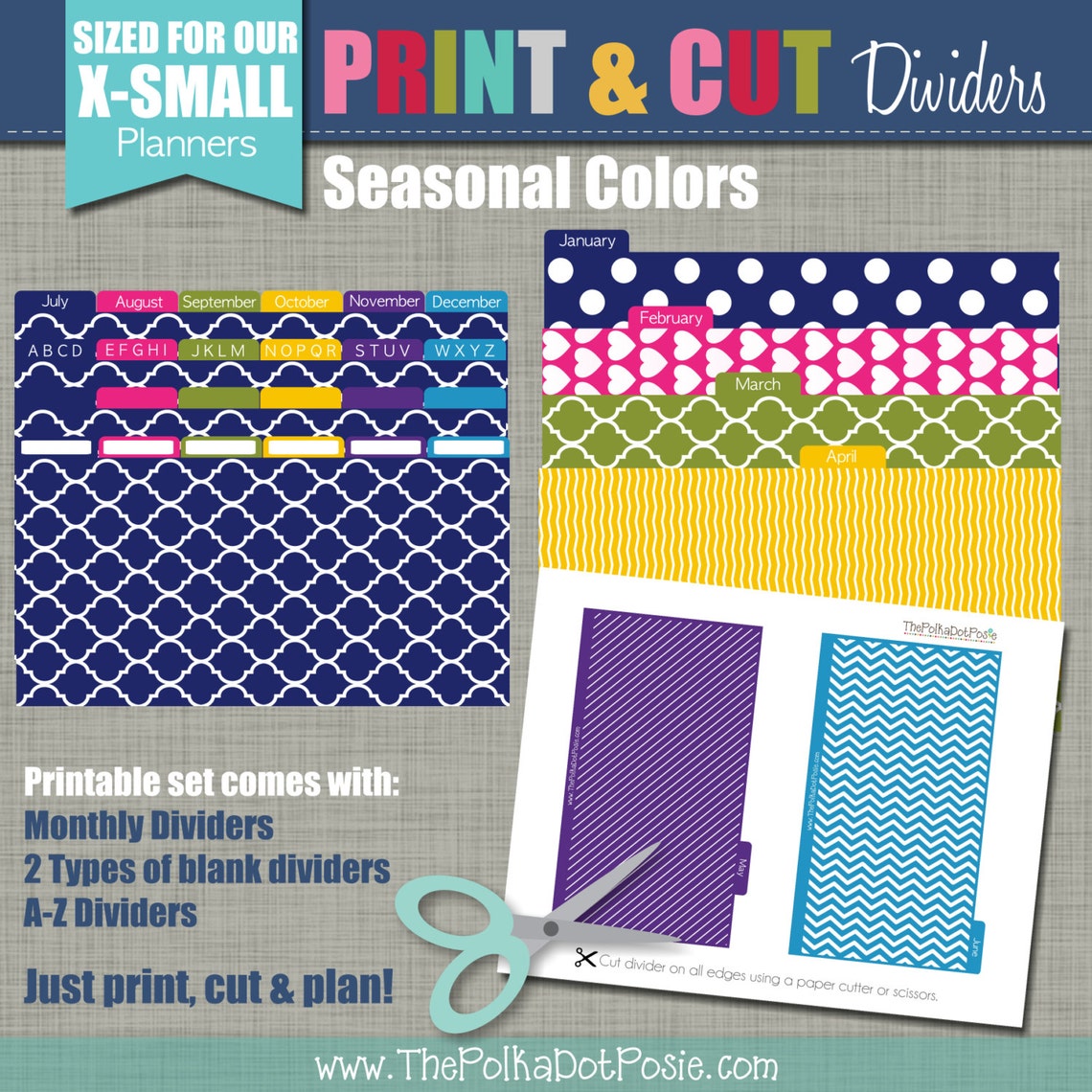 Print & Cut Dividers - Sized for Our X-small Planners - Seasonal Design ...