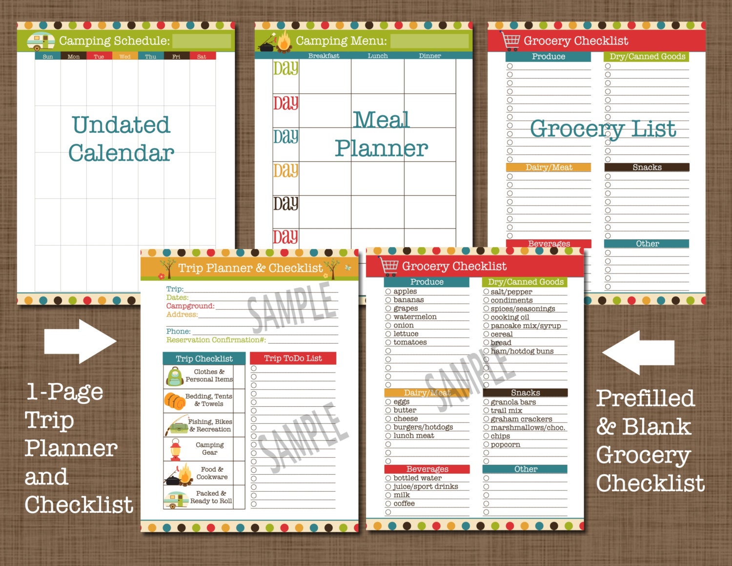 Happy Camper Planner {printable} Set - Sized Small 5.5" X 8.5" PDF - Etsy