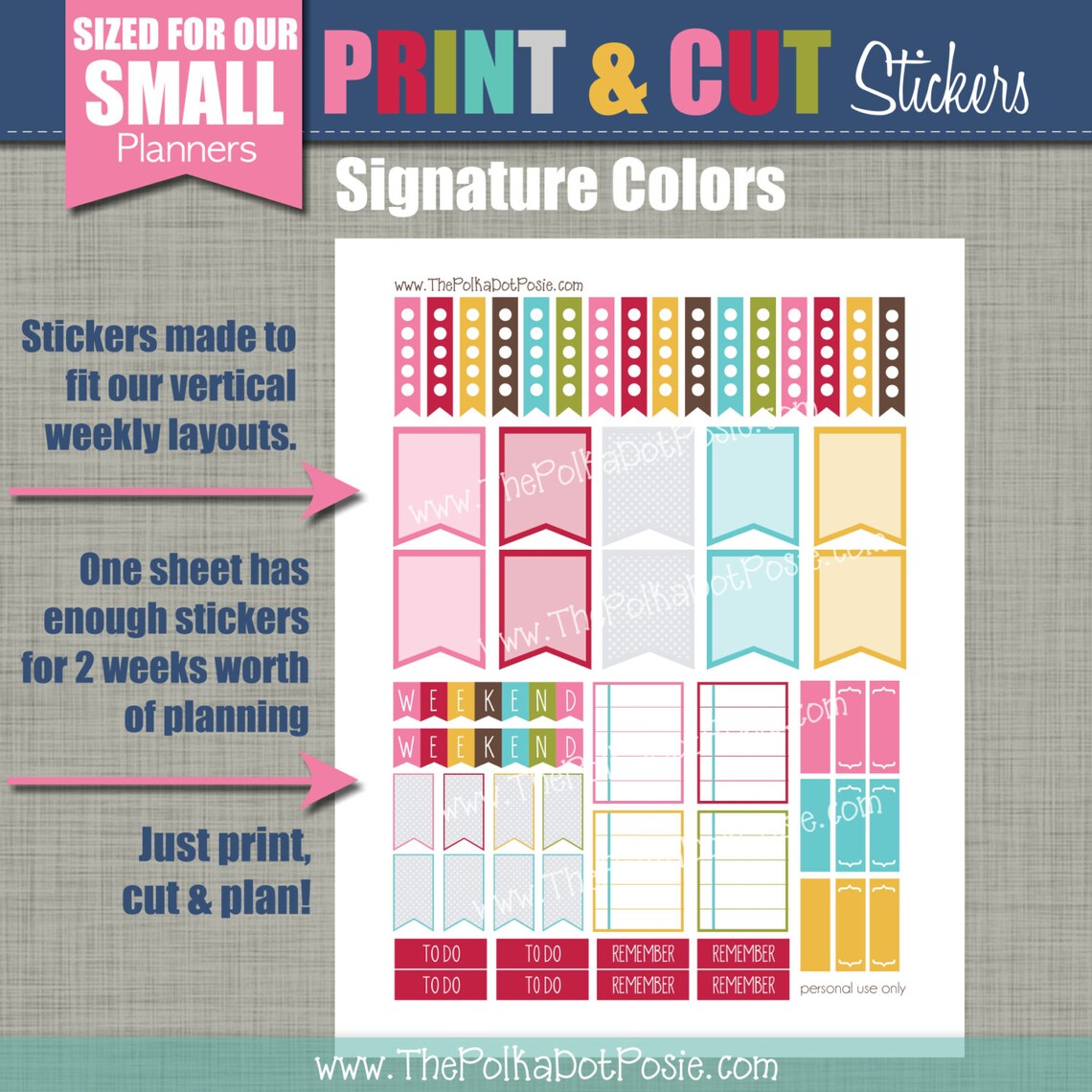 Print & Cut Stickers Size for Our Small Planners Signature | Etsy