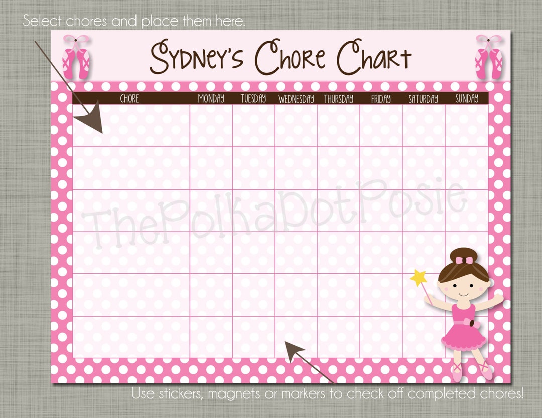 Personalized Kids Chore Reward Chart printable Sized 8.5 X - Etsy