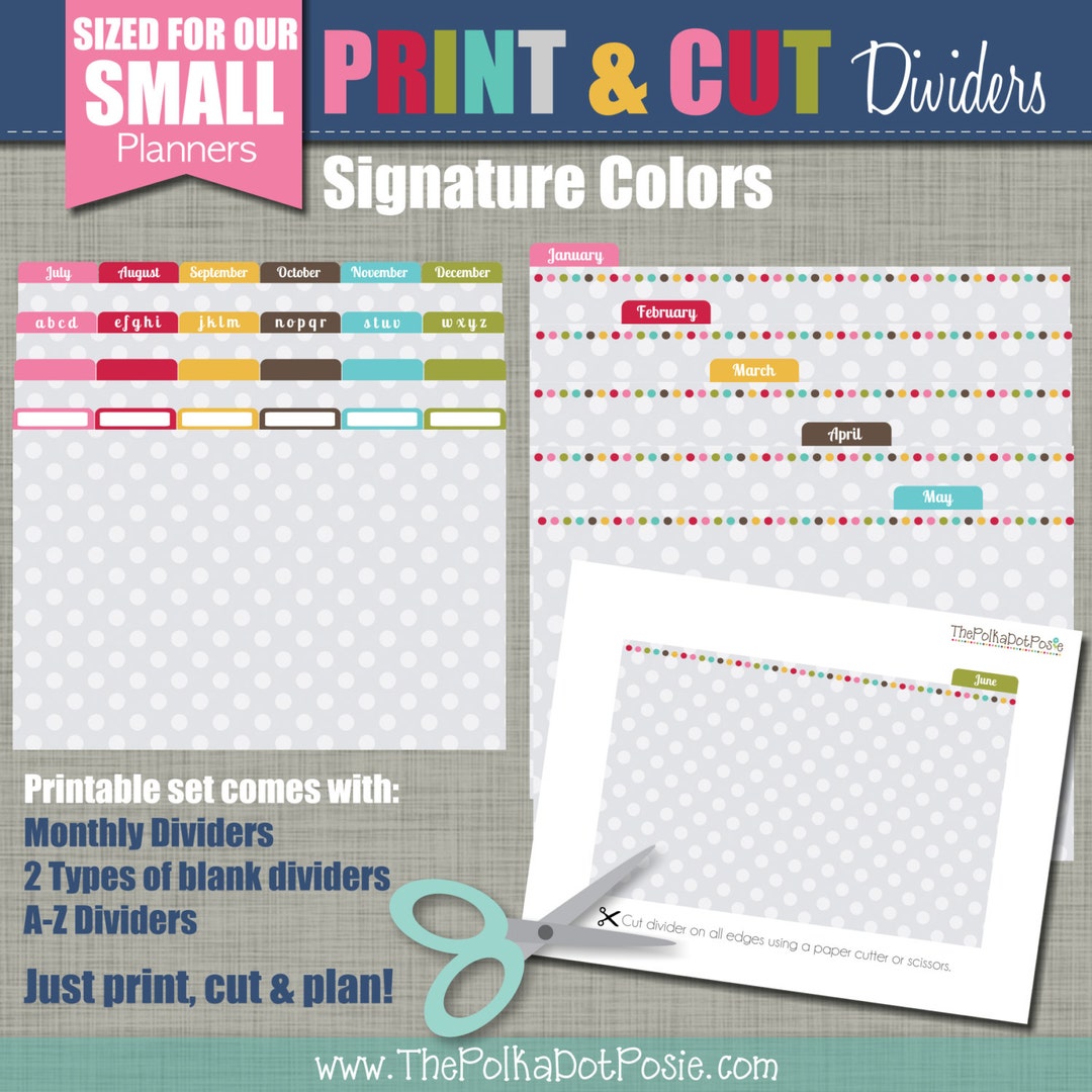 Print & Cut Dividers - Sized for Our Small Planners - Signature Design ...