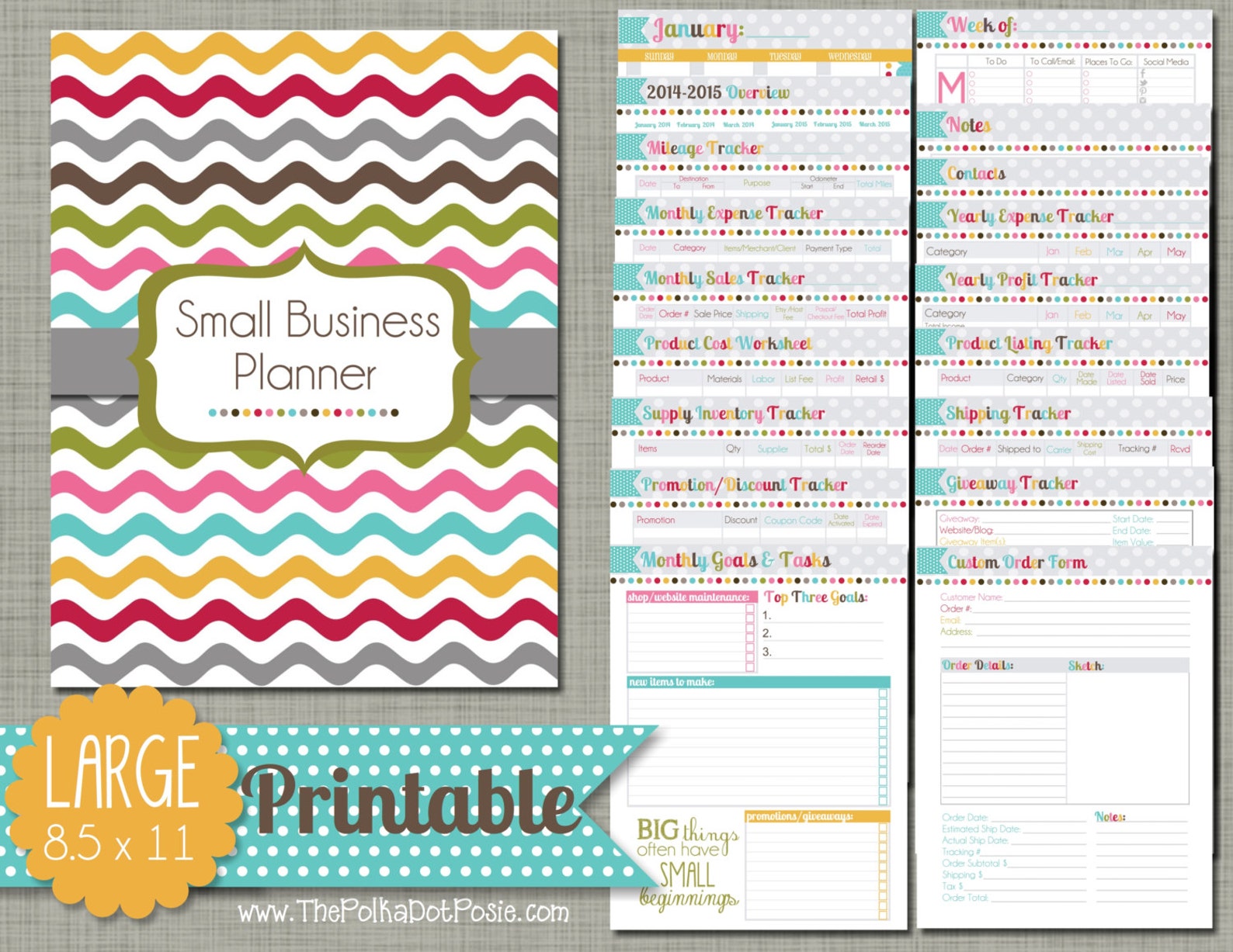 Small Business Planner printable Set Sized Large 8.5 - Etsy