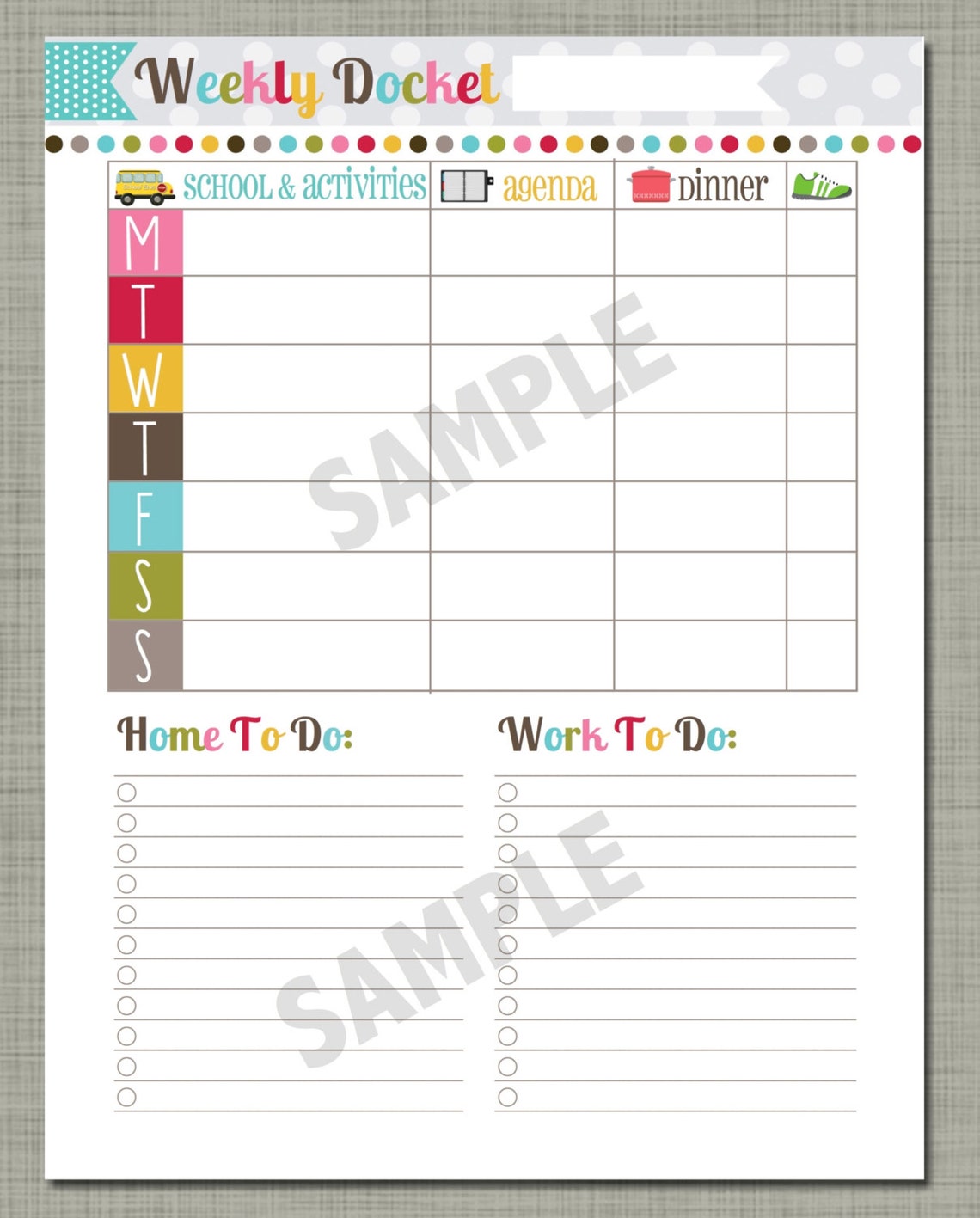 The Workin' Mom Weekly Docket printable Sized Small - Etsy