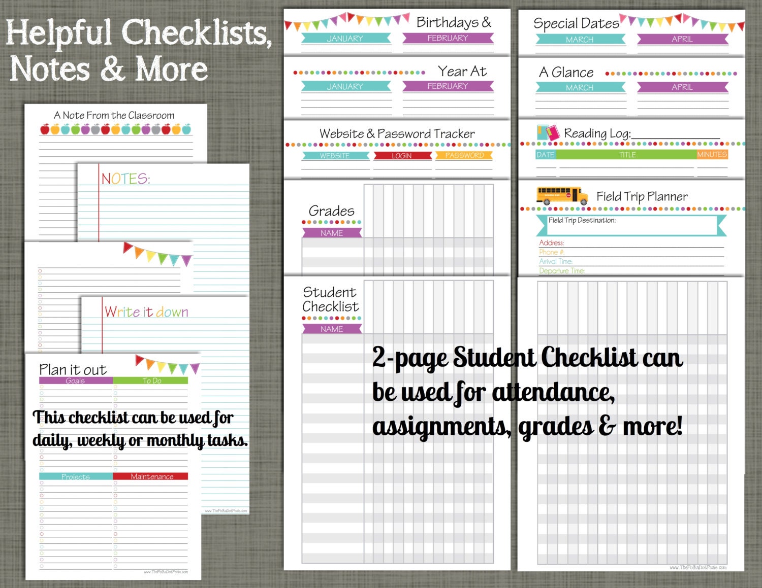 Teacher Planner {printable} Set - Sized Small 5.5" X 8.5" PDF - Etsy
