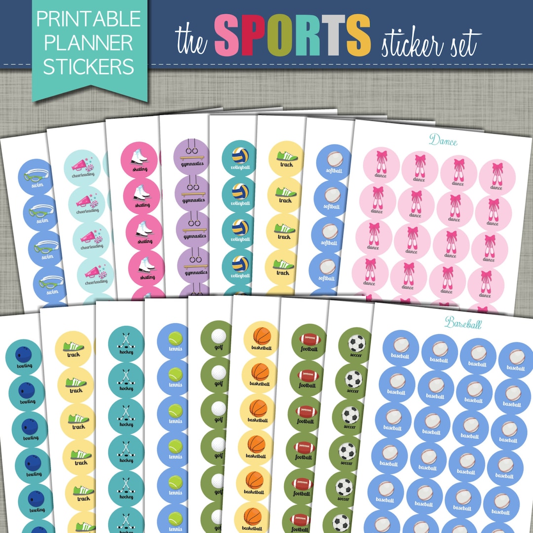 NEW printable Planner Stickers Sports Set 3/4 Circle INSTANT DOWNLOAD ...