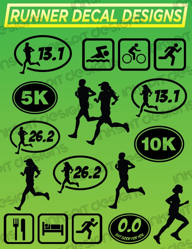 Runner Decal Designs Vector Art Vinyl Ready Designs EPS Ai - Etsy