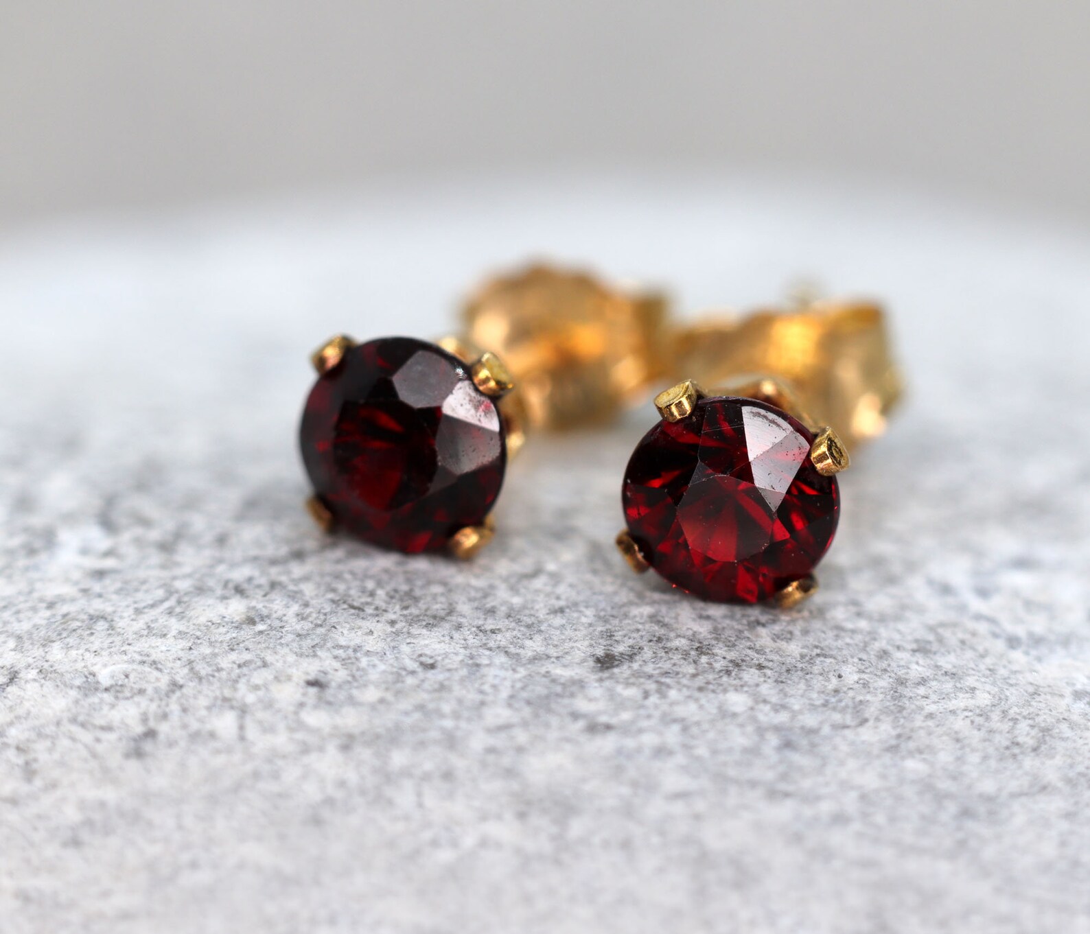 Garnet Stud Earrings January Birthstone Red Garnet Earrings - Etsy UK