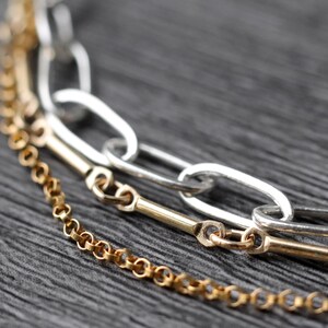 Mixed Metal Chain Bracelet: Sterling Silver & Gold Boho Style - Etsy