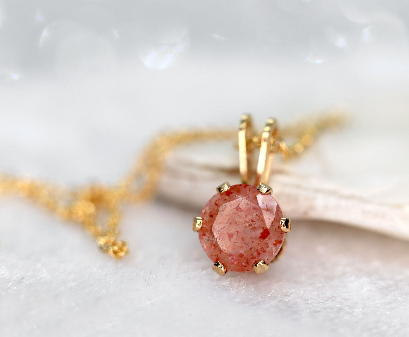 Sunstone Necklace Minimalist Sunstone Pendant Abundance and | Etsy