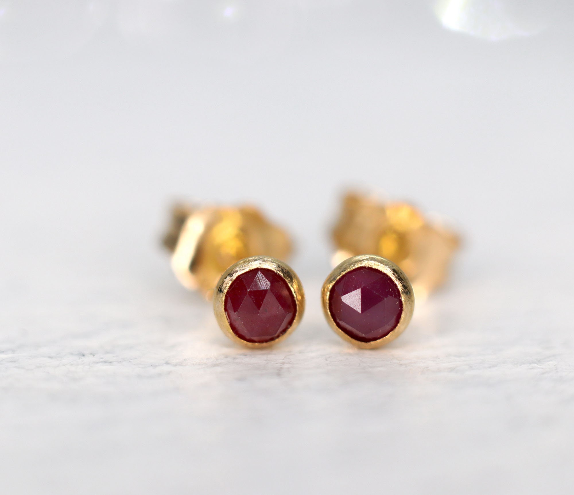 Ruby Stud Earrings Tiny 3mm Gold Ruby Stud July Birthstone | Etsy