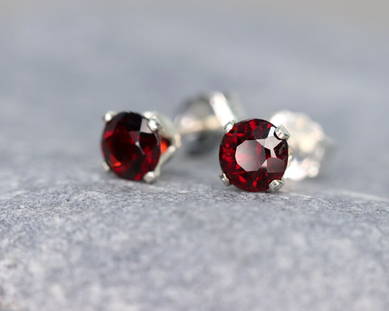 Garnet Stud Earrings January Birthstone Red Garnet Earrings - Etsy UK