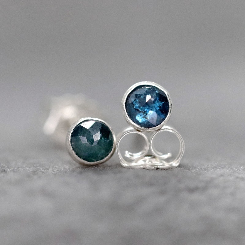 Blue Diamond Studs - Etsy