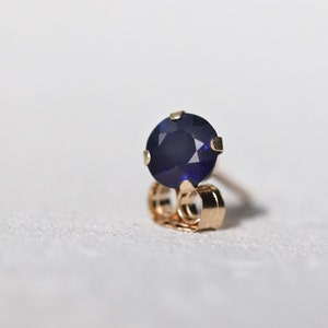 Dark Blue Sapphire Stud Earrings, Tiny Gemstone Studs, September ...