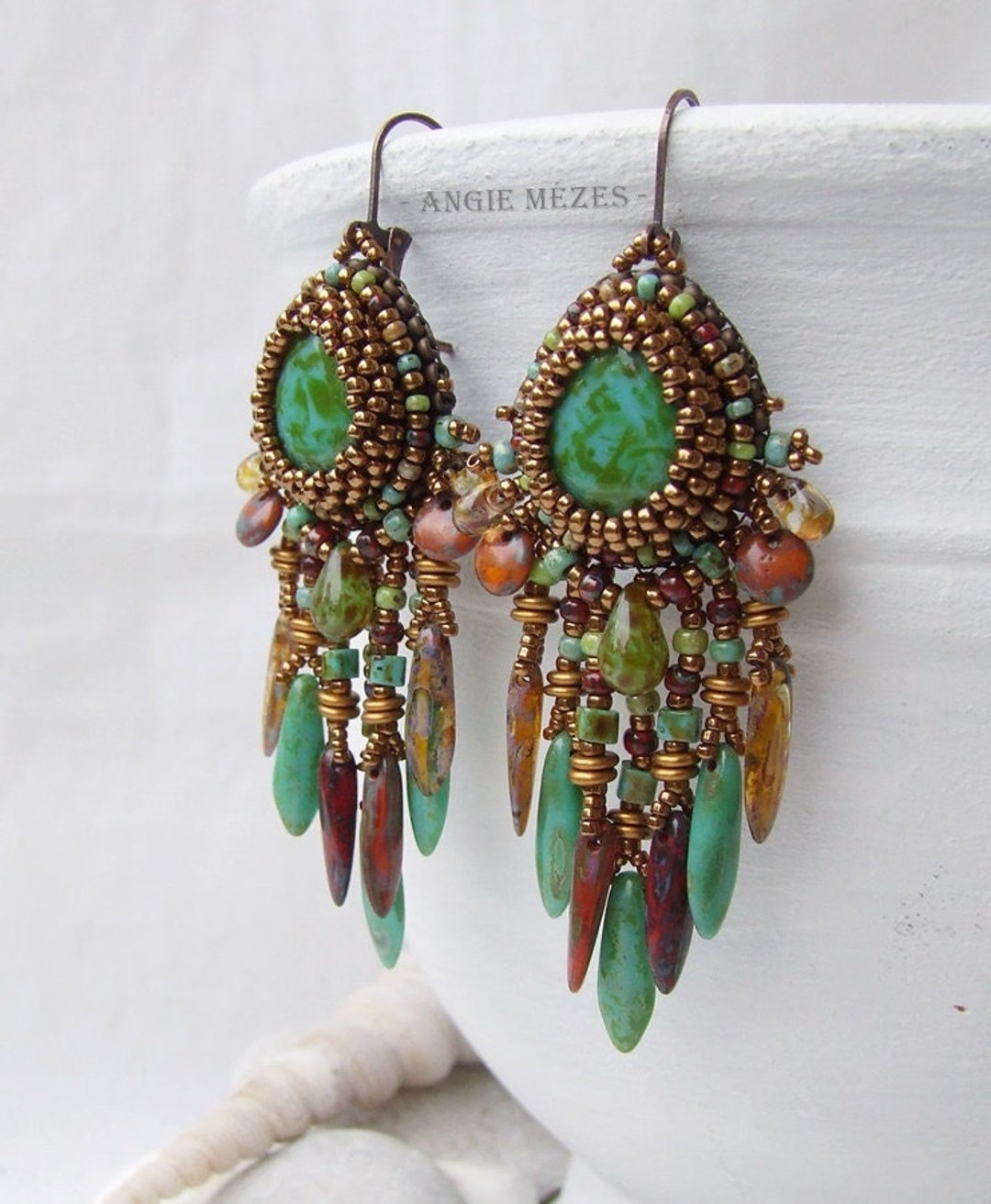 Bead Embroidery Earrings DIY Kit, Beading Pattern and Material ...