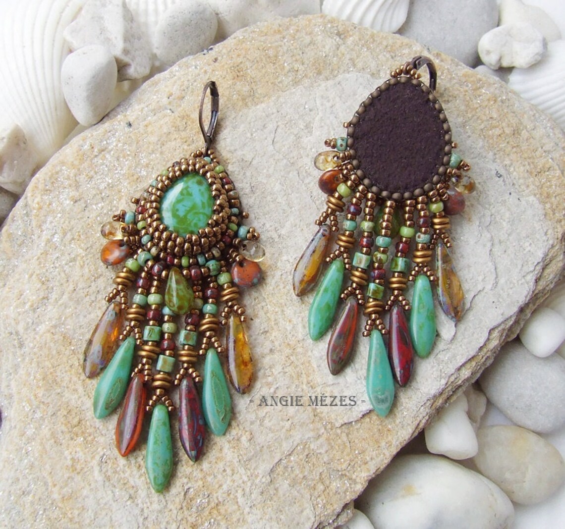 Bead Embroidery Earrings DIY Kit Beading Pattern and | Etsy