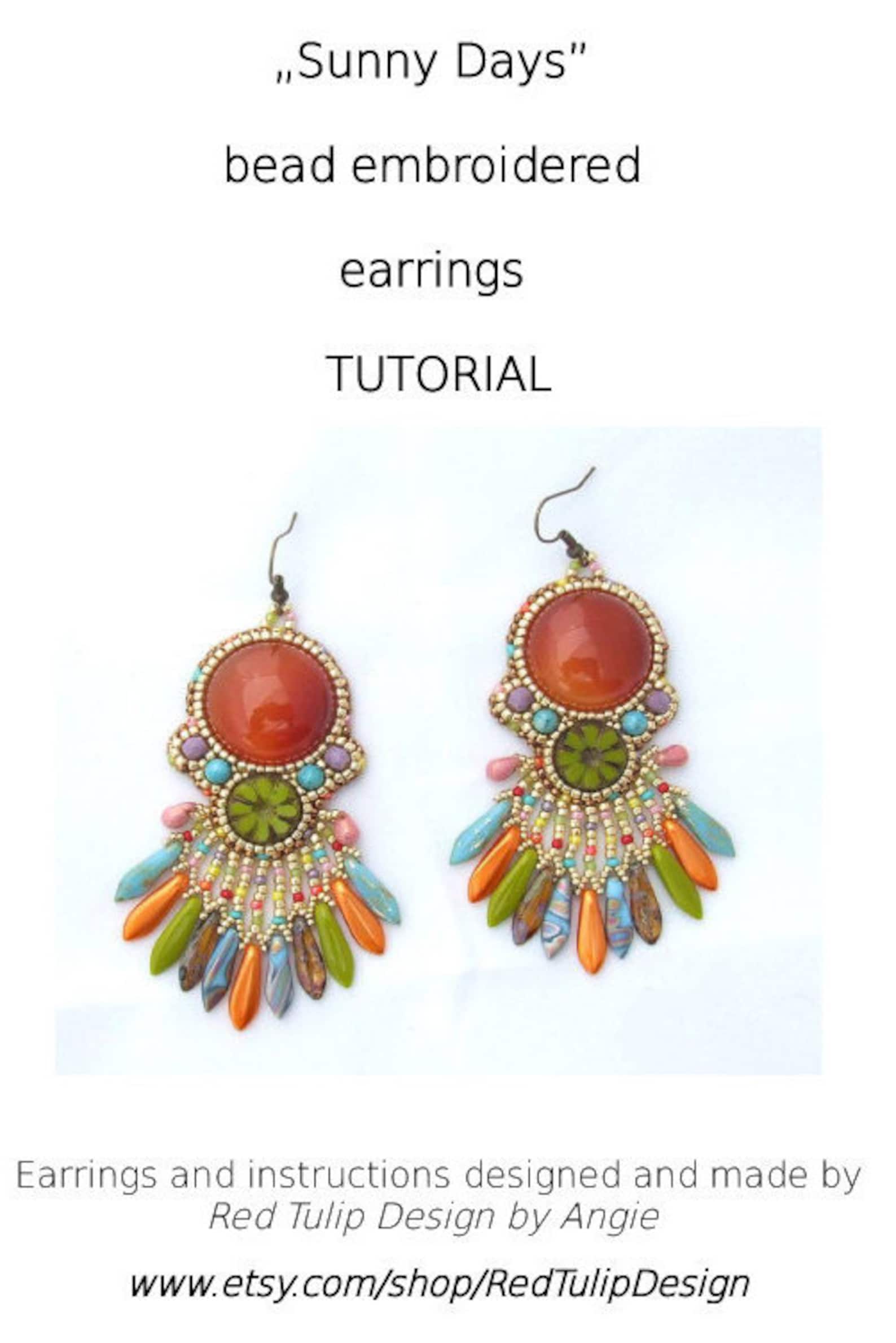 Colorful Beaded Earrings Tutorial Bead Embroidery Earrings | Etsy