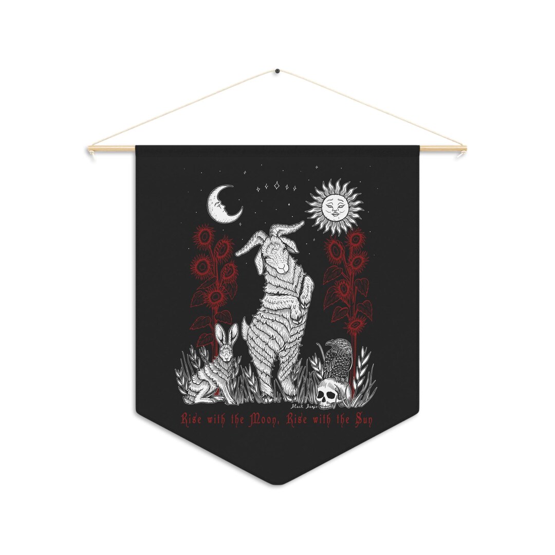Black Banjo Arts Pennant: Rabbit, Goat, Sun & Moon Wall Decor - Etsy