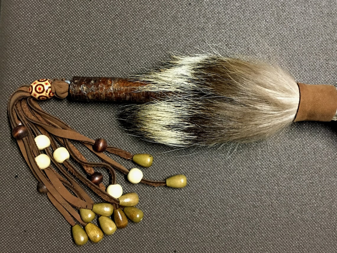 RAWHIDE RATTLE TWO Sided Hand-crafted and Painted Buck-fawn | Etsy