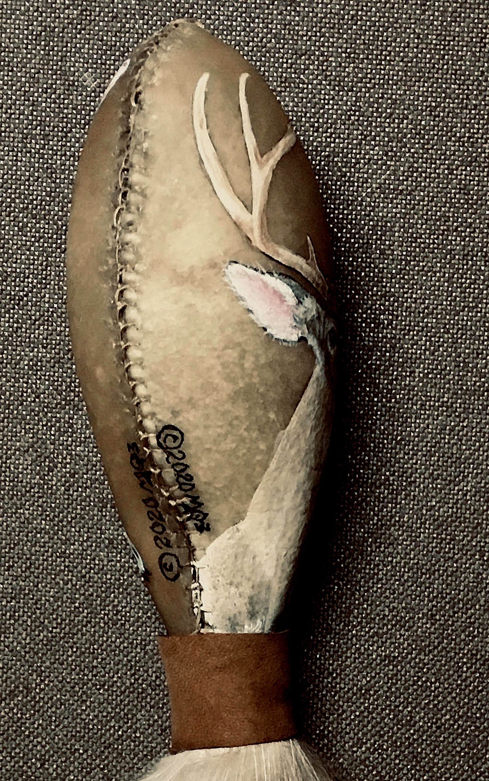 RAWHIDE RATTLE TWO Sided Hand-crafted and Painted Buck-fawn | Etsy