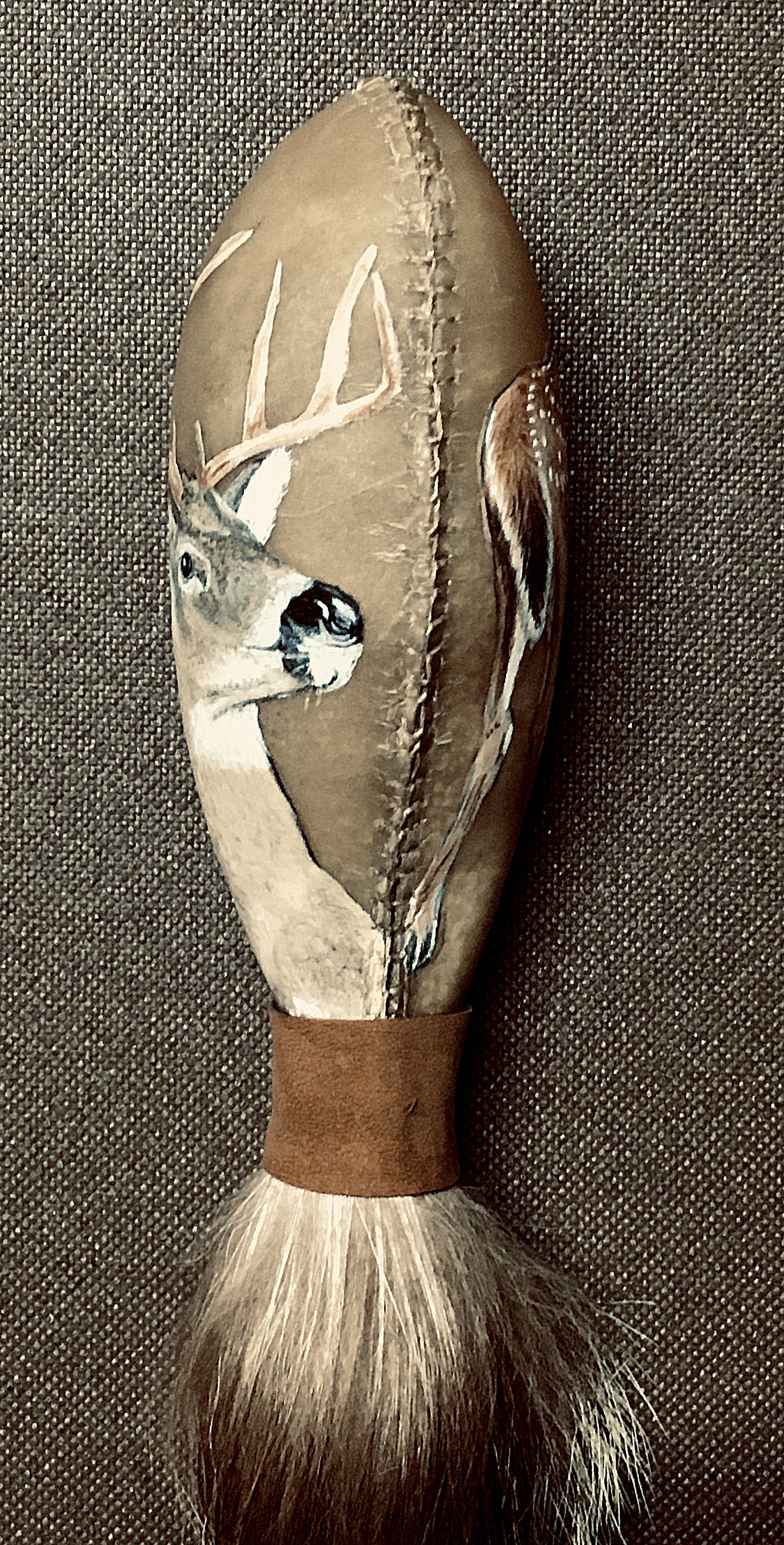 RAWHIDE RATTLE TWO Sided Hand-crafted and Painted Buck-fawn - Etsy