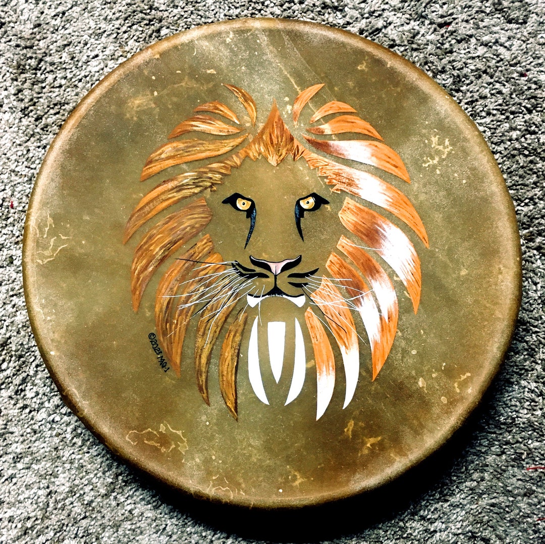 Tiger Head-stylized. Hoop/frame Drum Deeptoned, Native American ...