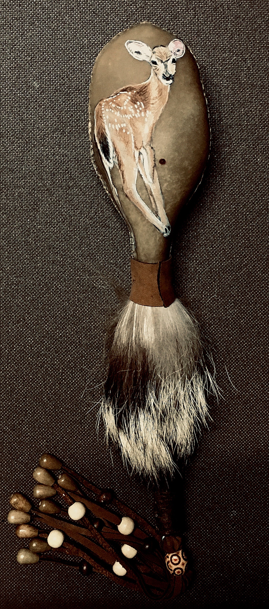 RAWHIDE RATTLE TWO Sided Hand-crafted and Painted Buck-fawn - Etsy