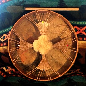 Hand-painted Fox Cowhide and Birch 16"x3" Hoop Drum, Deep Toned, Native ...