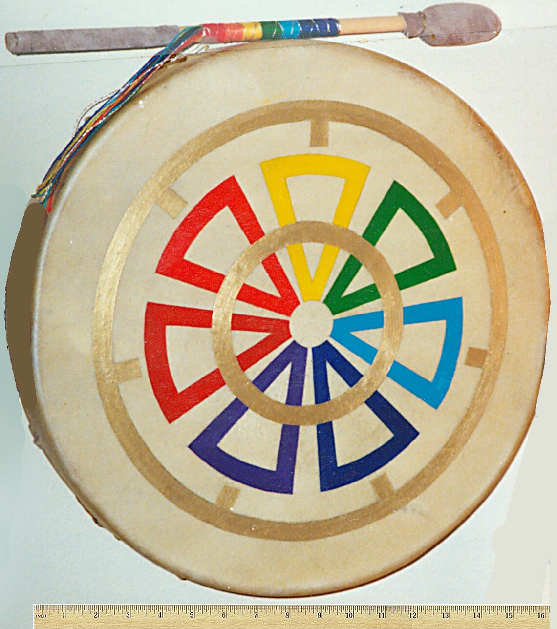 RAINBOW WHEEL Trimmed in Gold. Deep Toned 16 by 3 - Etsy