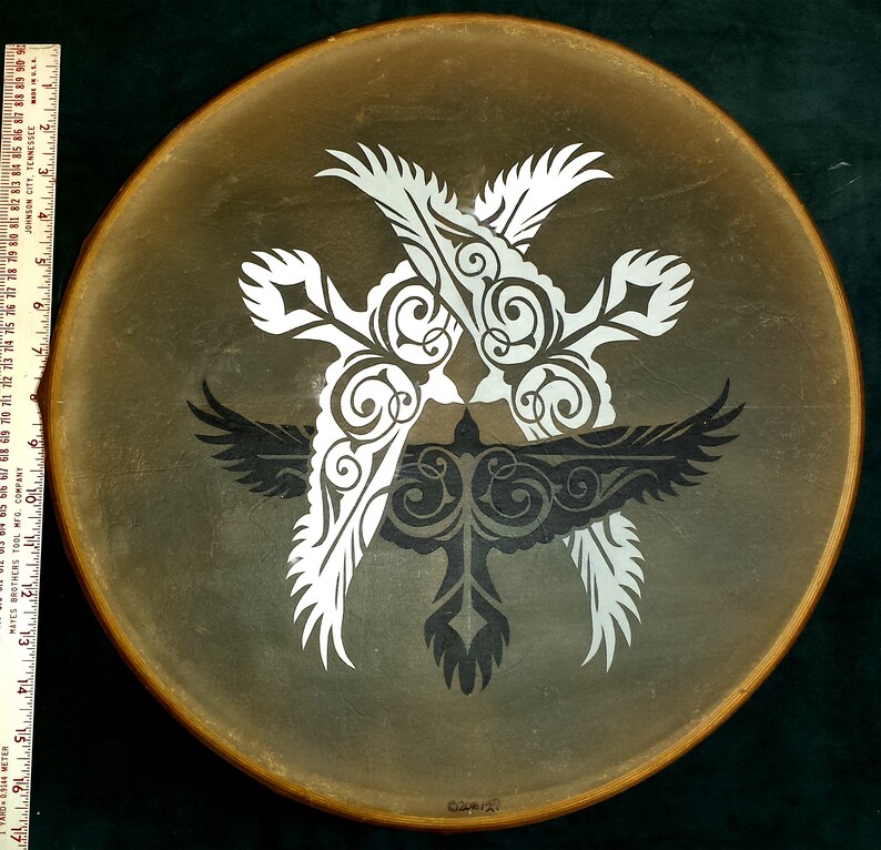 TRIPLE RAVEN SPIRAL. Deep Toned Hoop Drum Native - Etsy