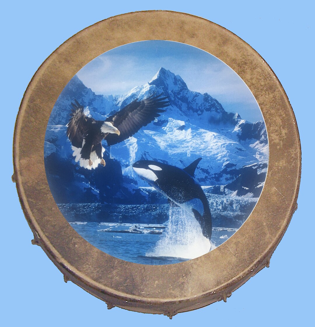 Eagle and Orca Dancing Hoop Drum. Handcrafted and Painted Native ...