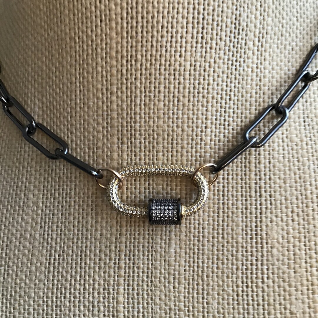 PAPERCLIP CHAIN NECKLACE, Paperclip Necklace, Paperclip Chain, Cubic ...