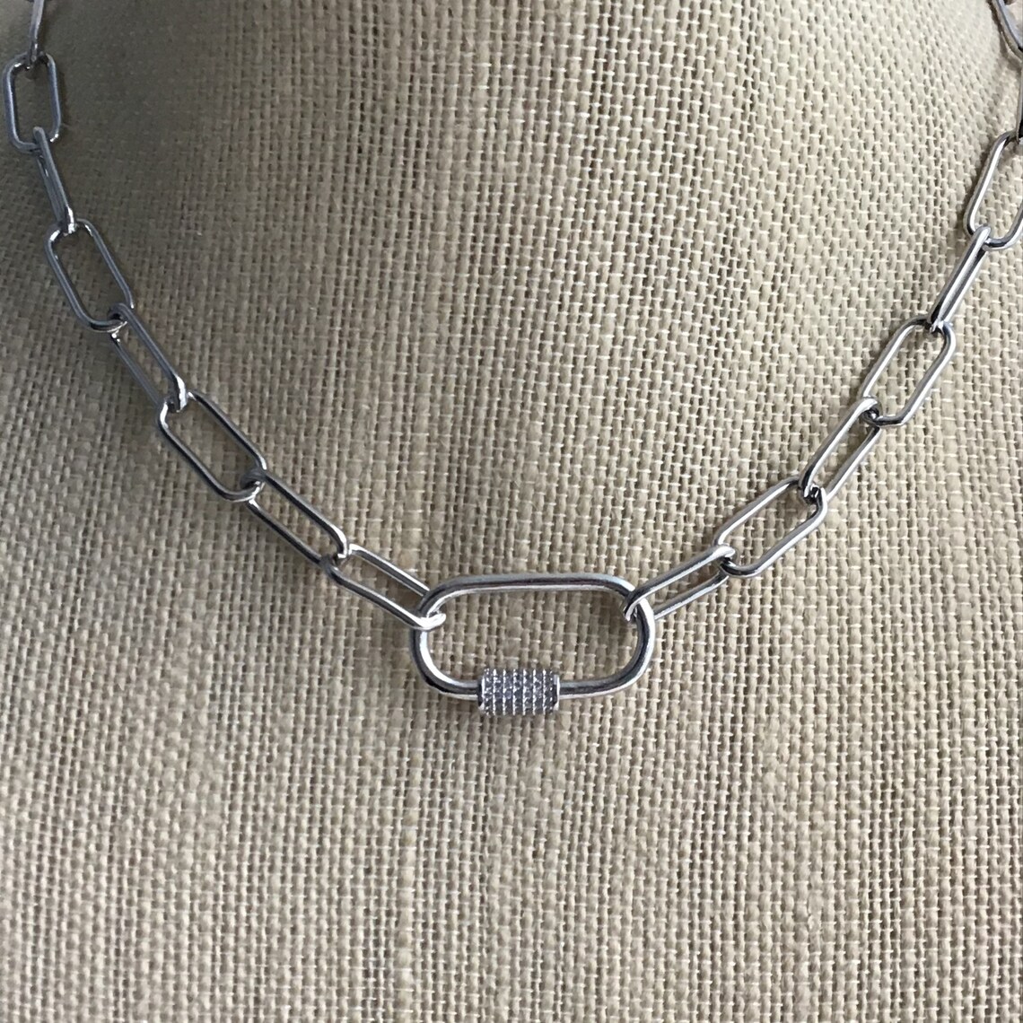 PAPERCLIP CHAIN NECKLACE, Paperclip Necklace, Silver Choker, Paperclip ...