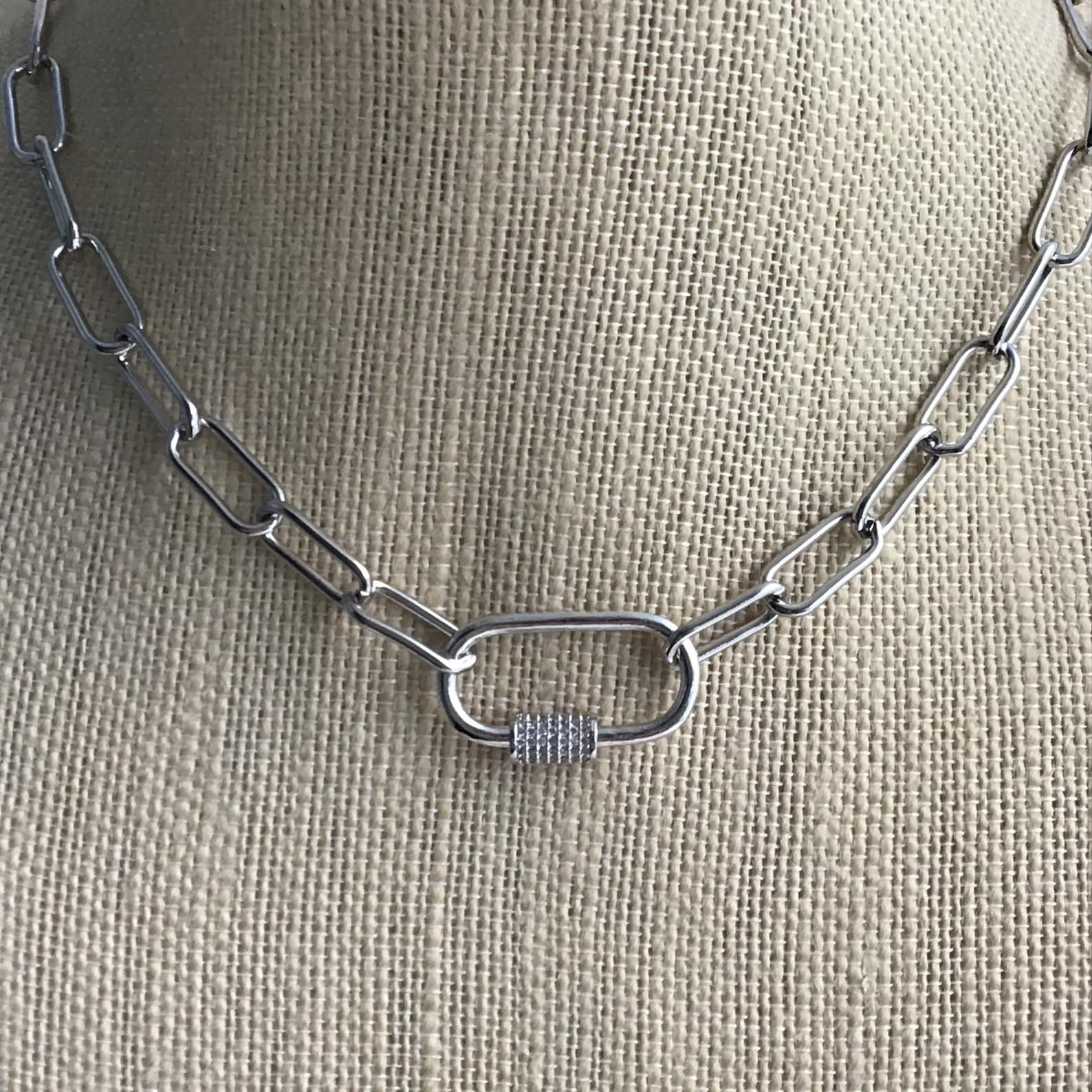 PAPERCLIP CHAIN NECKLACE, Paperclip Necklace, Silver Choker, Paperclip ...